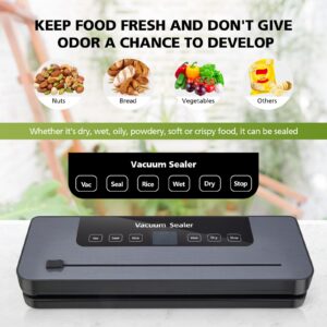 Imfriy Food Saver Vacuum Sealer Machine, Vacuum Sealer for Food Storage with Cutter Can Vacuum Dry, Wet, Crunchy and Soft Foods Vacuums Bags, Jars and Lids if you have Vacuum hose.