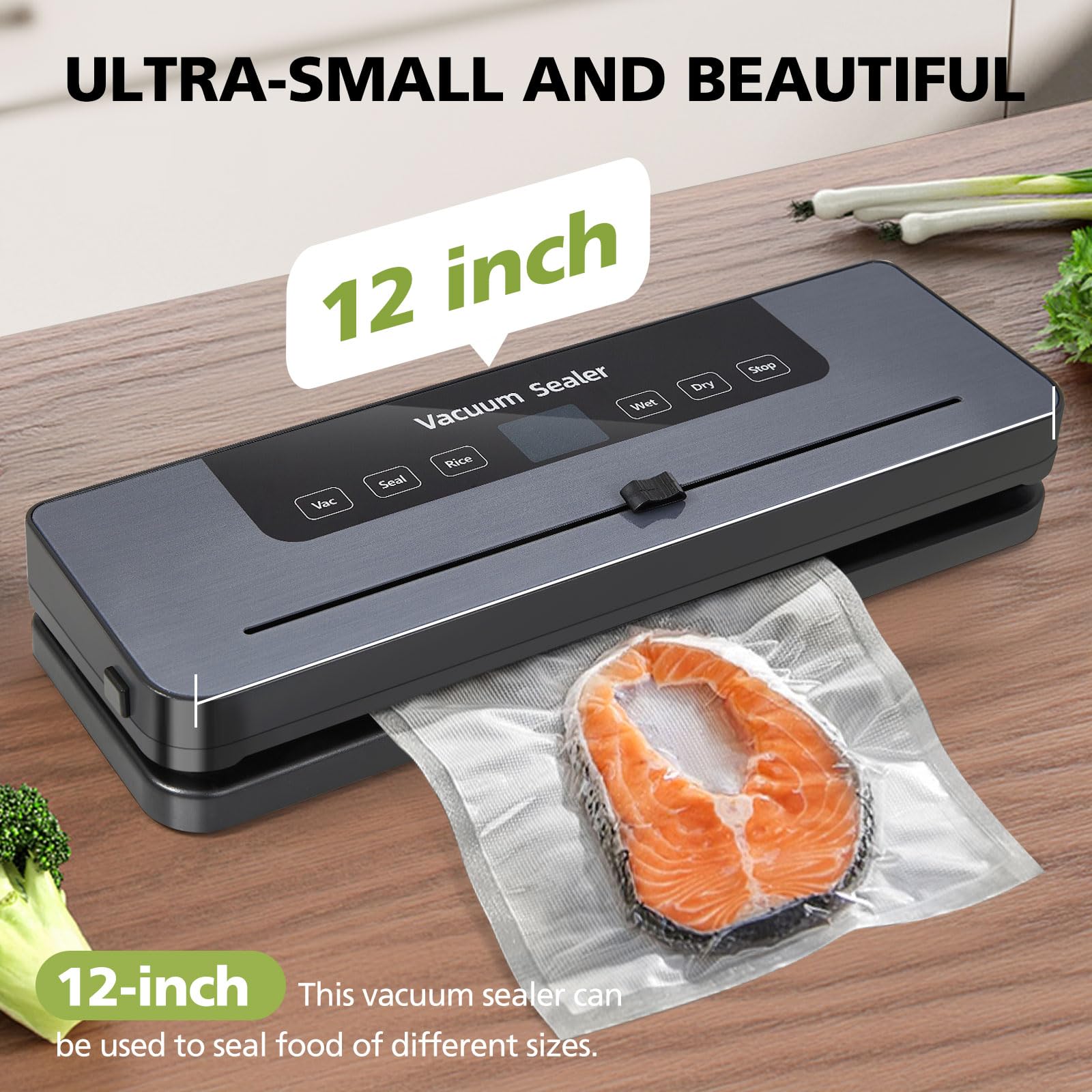 Imfriy Food Saver Vacuum Sealer Machine, Vacuum Sealer for Food Storage with Cutter Can Vacuum Dry, Wet, Crunchy and Soft Foods Vacuums Bags, Jars and Lids if you have Vacuum hose.