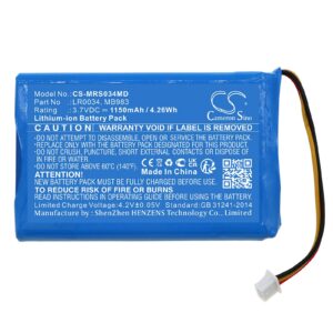 XSPLENDOR 1150mAh Replacement battery for MIR Spirodoc Spirometer Spirobank II Smart BLE Spirometer Spirobank II Basic Spirometer PN LR0034 MB983 PBT LR0034 970085