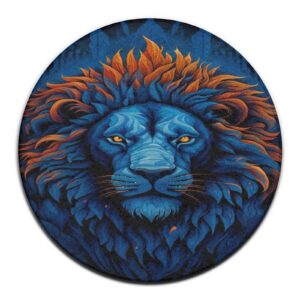 modern round rug african flaming lion blue art office computer chair cozy floor mat area rugs home decor soft carpets play rug, diameter 24inch 36inch 60inch