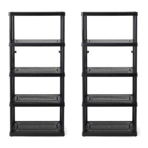 gracious living 5 shelf fixed height ventilated medium duty storage unit organizer system for home, garage, basement, and laundry, black (2 pack)