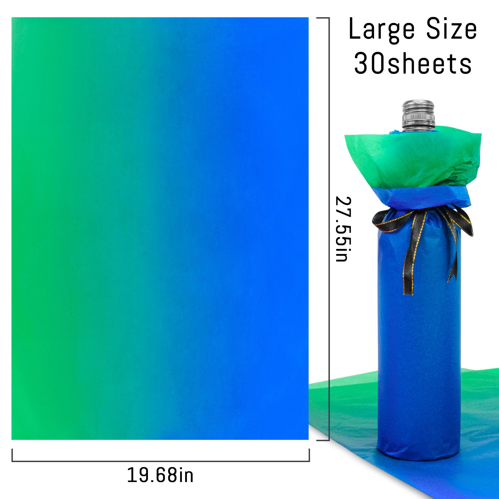 MR FIVE 30 Sheets Large Size 20"x 28" Blue and Green Gradient Tissue Paper Bulk,Gradient Tissue Paper for Gift Bags,Blue and Green Gift Wrapping Tissue Paper for Baby Shower Birthday Weddings