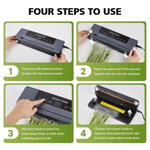 Imfriy Food Saver Vacuum Sealer Machine, Vacuum Sealer for Food Storage with Cutter Can Vacuum Dry, Wet, Crunchy and Soft Foods Vacuums Bags, Jars and Lids if you have Vacuum hose.