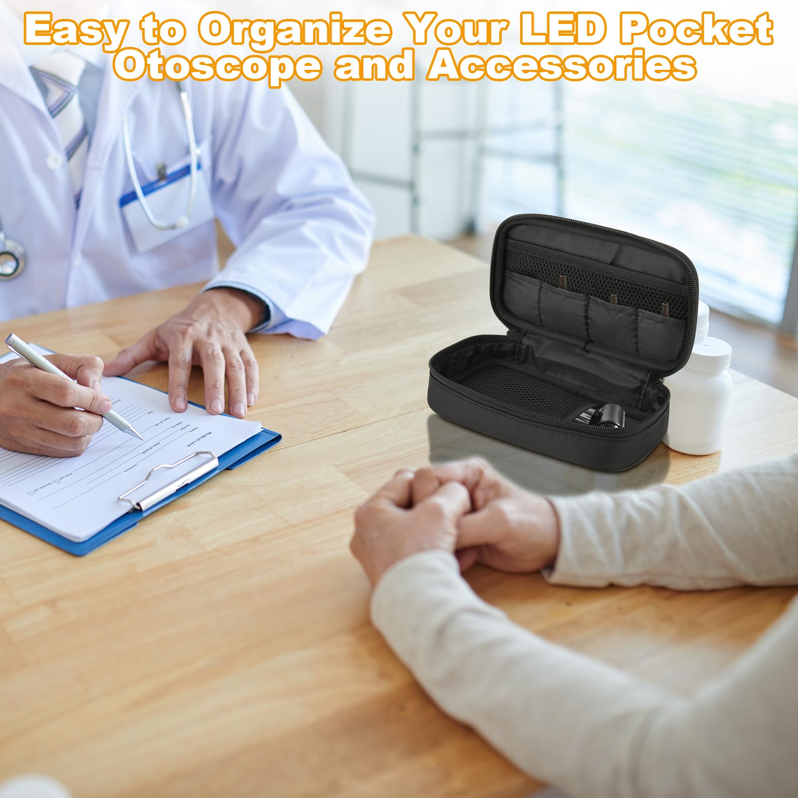 Beautyflier Led Pocket Otoscope Storage Bag, Durable Storage Case Compatible with Zyrev Otoscope, Travel Case for Ear Infection Detector, Easy to Organize Your Otoscope and Accessories (Bag Only)