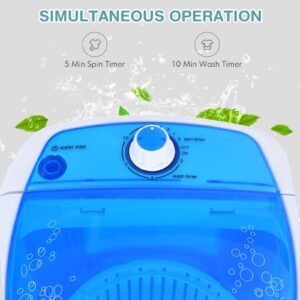 ARLIME Mini Washer and Dryer Combo, 5.5 Lbs Mini Laundry Washer, Semi-automatic Washer with Drain Hose & Spin Tub, Small Washign Machine for Drom RV Apartment (Blue)