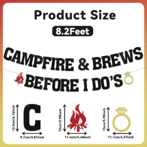 Campfire & Brews Before I Do's Banner - Camp Bachelorette Party Decorations, Mountain Bach Party Decor, Camping Theme Party Bridal Shower Party Decor Black Glitter