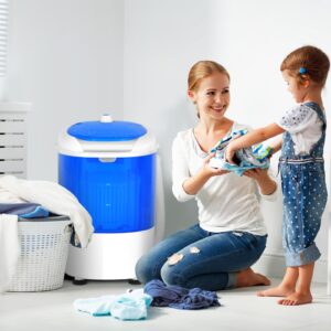 ARLIME Mini Washer and Dryer Combo, 5.5 Lbs Mini Laundry Washer, Semi-automatic Washer with Drain Hose & Spin Tub, Small Washign Machine for Drom RV Apartment (Blue)