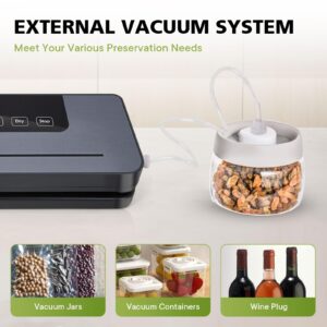 Imfriy Food Saver Vacuum Sealer Machine, Vacuum Sealer for Food Storage with Cutter Can Vacuum Dry, Wet, Crunchy and Soft Foods Vacuums Bags, Jars and Lids if you have Vacuum hose.