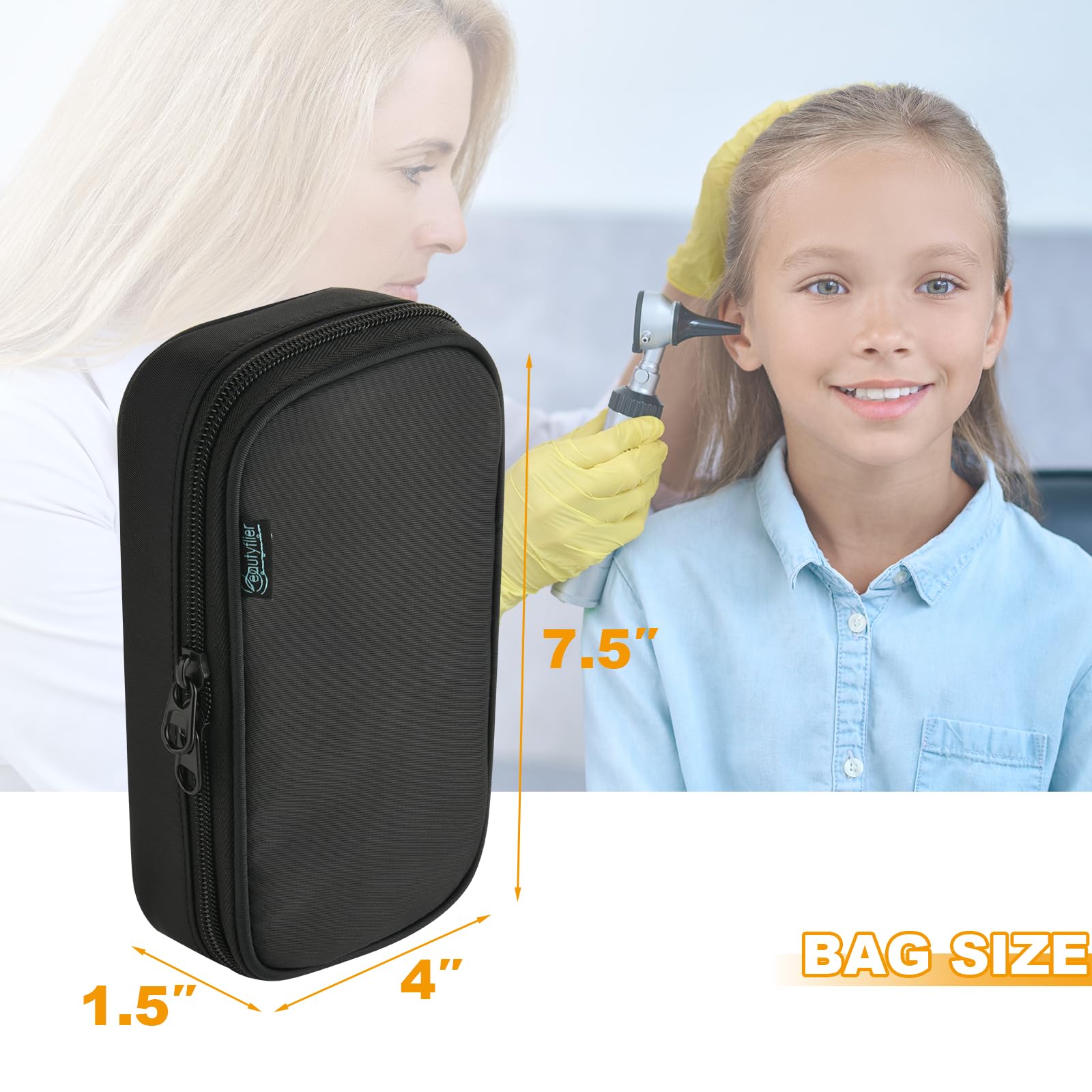 Beautyflier Led Pocket Otoscope Storage Bag, Durable Storage Case Compatible with Zyrev Otoscope, Travel Case for Ear Infection Detector, Easy to Organize Your Otoscope and Accessories (Bag Only)