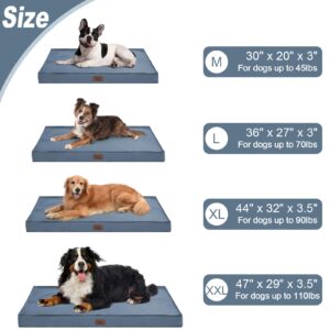 Tail Stories Orthopedic Dog Bed for Large Dogs - Pet Bed with Removable Washable Cover, Large Waterproof Dog Crate Bed for Large Sized Dog with Egg Crate Foam, Blue