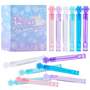 32 pieces frozen bubble wands,6 color mini snowflake bubble wands kids party favors,for birthday party,theme party,summer outdoor gifts,christmas toys,classroom prizes