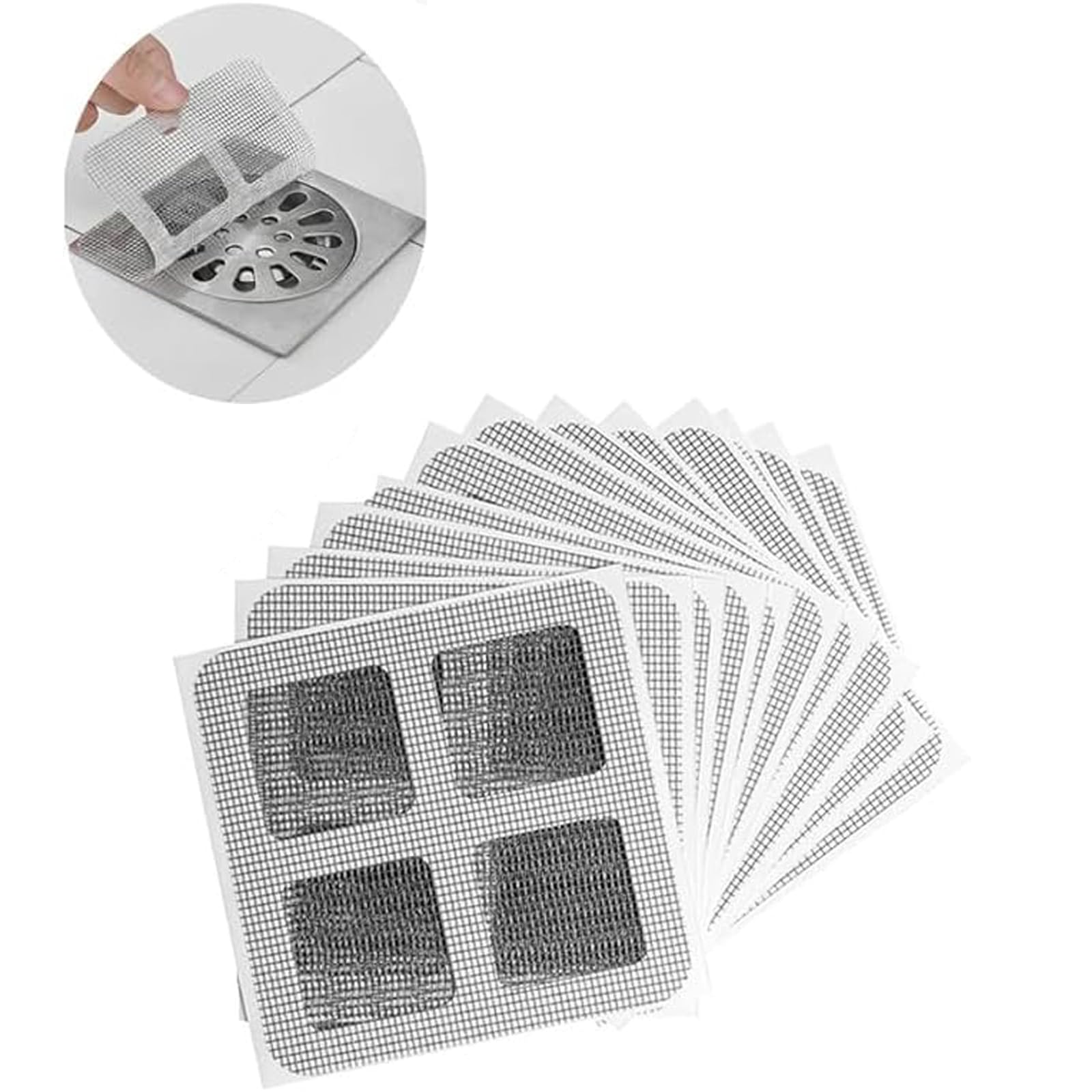 MYYSOQUZ Disposable Hair Drain Stickers,Disposable Shower Drain Hair Catcher Mesh Stickers, 2024 New Drain Cover Hair Catcher for Bathroom Laundry Bathtub Kitchen (20PCS)