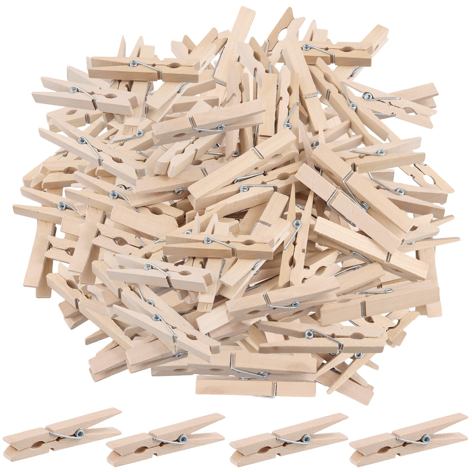 MANCHAP 300pcs 2.83 Inch Wooden Clothespins, Wood Laundry Clips, Wooden Close Pegs Clothes Pins for Crafts, Hanging Photos