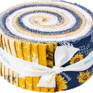 Honey Bees and Flowers Please Rolie Polie 40 2.5-inch Strips Riley Blake RP-15130-40