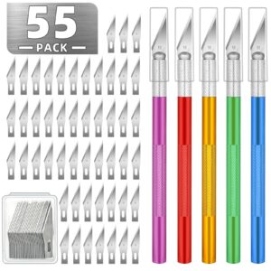 55 pack exacto knife, hobby knife set with 5 craft knives and 50 precision knife blades(#11) for art,scrapbooking,carving, diy, cutting, stenciling by egypamid