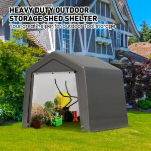 CuisinSmart Portable Shed, Outdoor Storage Shelter, 6x6x7 ft Heavy Duty Waterproof Storage Tent Sheds with Roll-up Zipper Door, for Motorcycle, Bike, Garden Tools