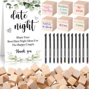 dinifee 63 pcs bridal shower date night games set with 50 wooden block 12 pens 1 game sign wedding bridal shower ideas gifts for couple date night activities ideas wishes advice