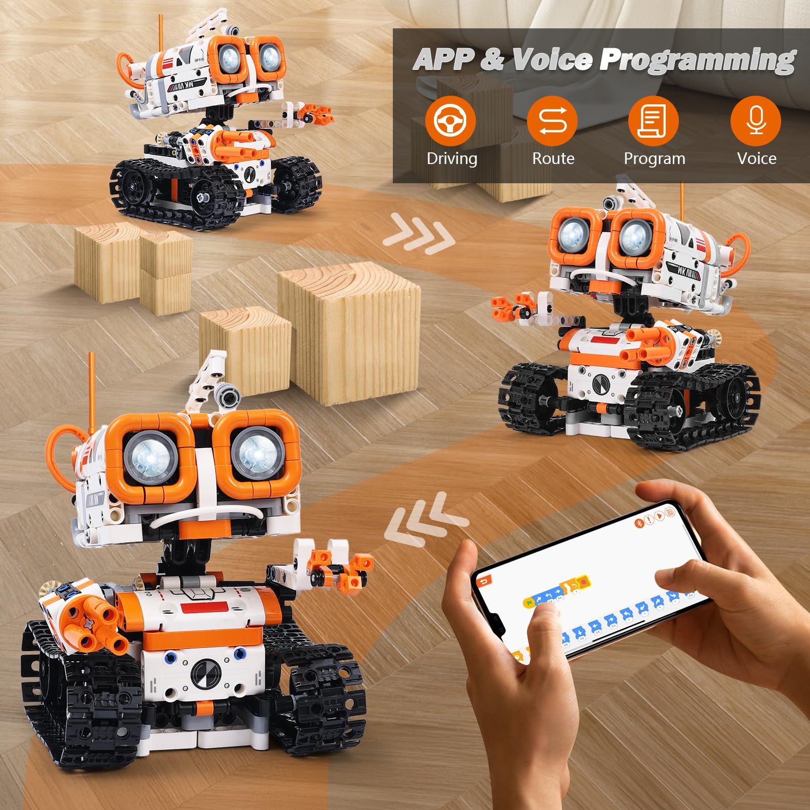 Kyanio STEM Robotics Kits for Kids Ages 8-12 8-14 Year Old, 3 in 1 Remote/APP/Voice Control & Programming Robot Building Set, Toy Coding Science Projects, Birthday Gift Ideas for 8 9 10 11 12+ Boys