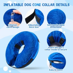 Anyoupin Inflatable Dog Cone Collar, Soft Cone for Dogs After Surgery Protective Recovery Alternative E Collar Cone for Small Dogs and Cats, Blue, S(Neck: 7-12")