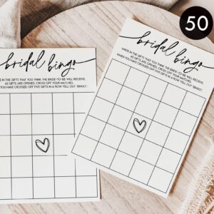 All Ewired Up 50 Bridal Bingo Cards (50-Cards) Gift Wedding Shower Engagement Game Activity, Bachelorette, Rehearsal Dinner, Minimalist