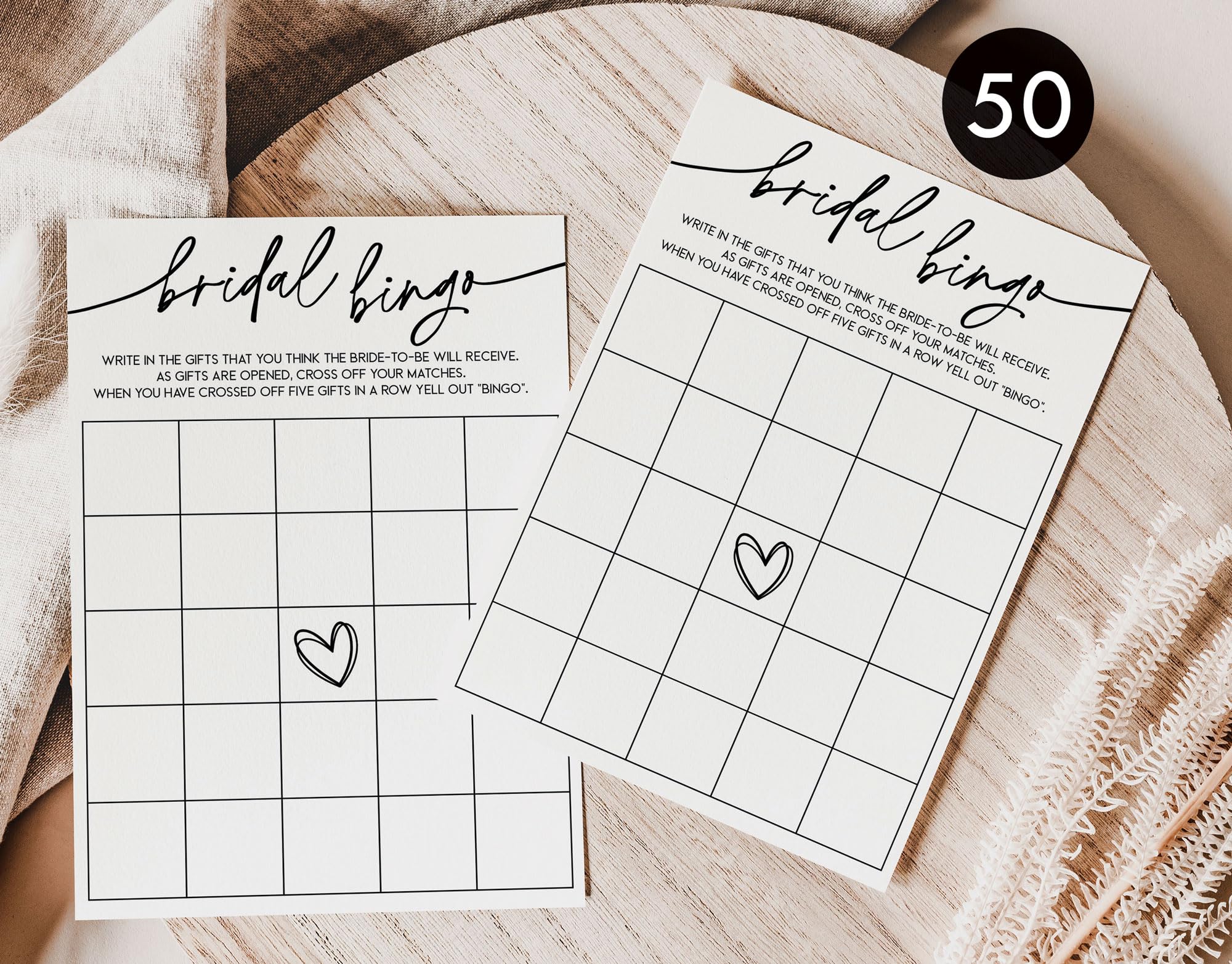 All Ewired Up 50 Bridal Bingo Cards (50-Cards) Gift Wedding Shower Engagement Game Activity, Bachelorette, Rehearsal Dinner, Minimalist