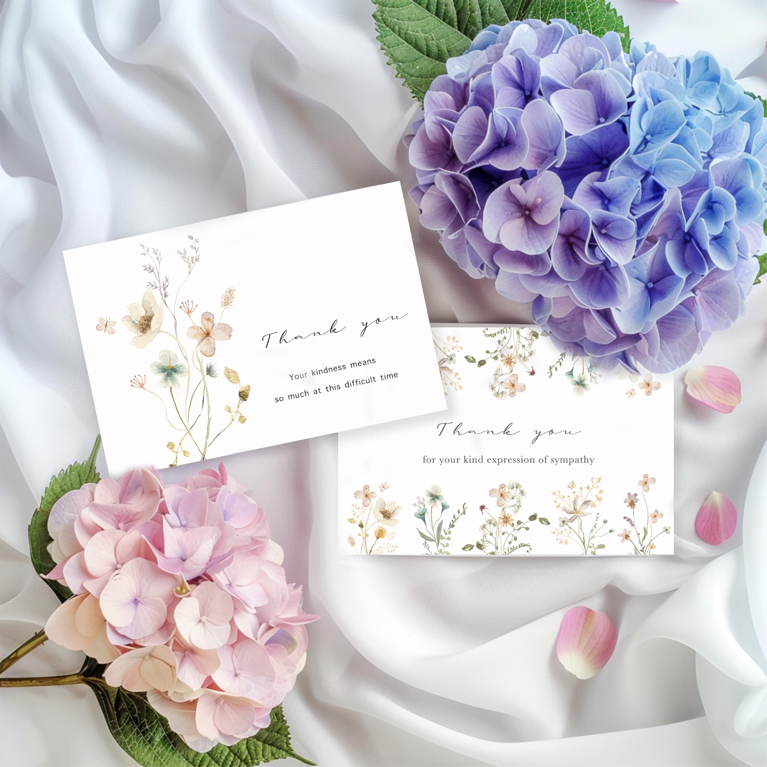 Funeral Thank You Cards with Envelopes,20 Sheets-4*6 inches Flowers Thank You Cards for Funerals,Ffuneral Thank You Cards with Messages Inside are Suitable for Family, Friends, and Loved Ones