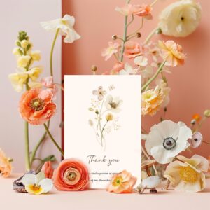 Funeral Thank You Cards with Envelopes,20 Sheets-4*6 inches Flowers Thank You Cards for Funerals,Ffuneral Thank You Cards with Messages Inside are Suitable for Family, Friends, and Loved Ones