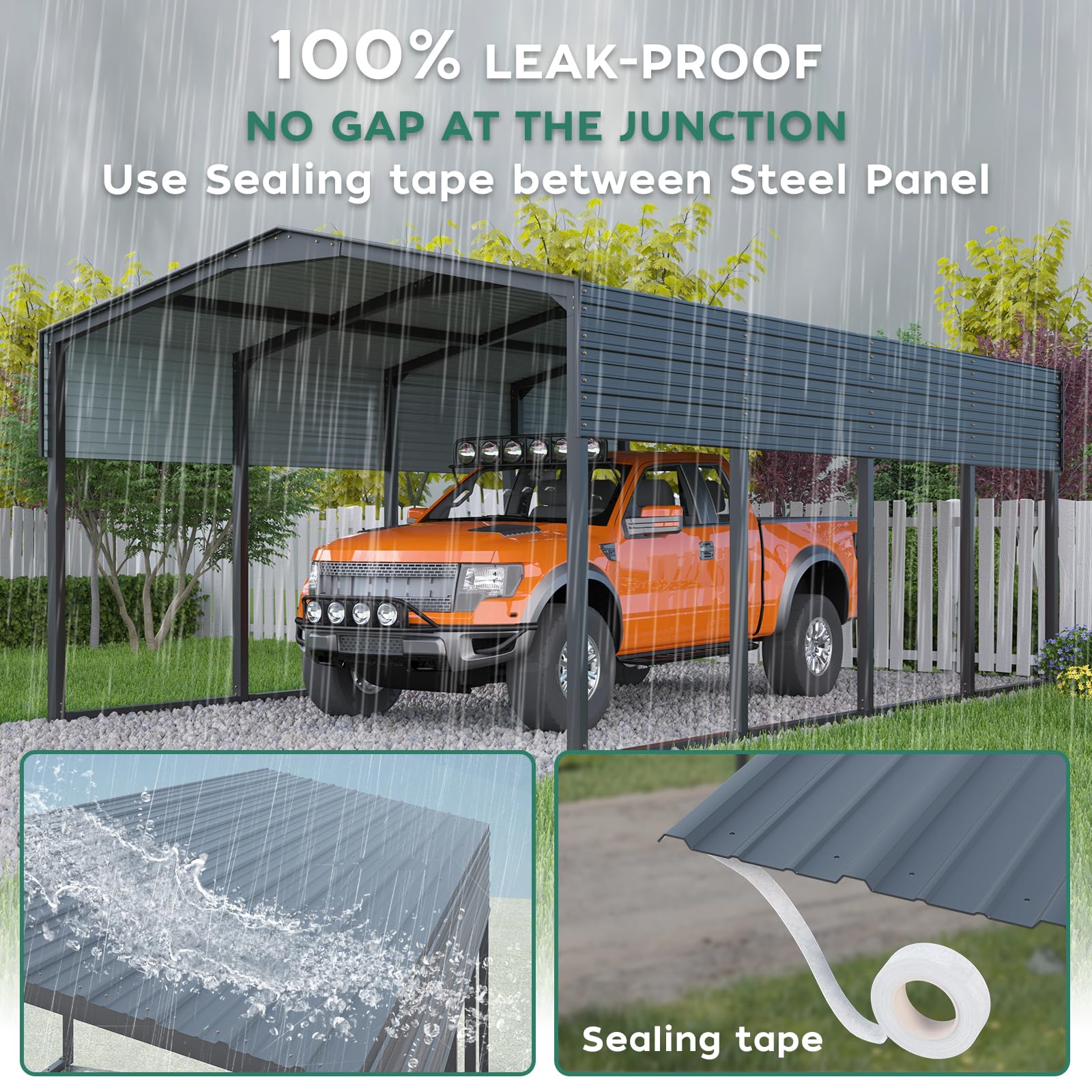 12x20FT Metal Carport,Heavy Duty Car Port with Reinforced All-Metal Frame,Galvanized Steel Outdoor Garage for Snow,Waterproof Car Shelter for Pickup, Boat,Car,Tractors