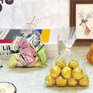 Cherodada 6"x 10", 200Pcs Cellophane Treat Bags with Twist Ties for Gift Wrapping, Wrapping Candies, Cookies, Chocolates, Popcorn