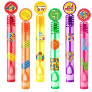 24pcs building block diy bubble wands party favors 96pcs stickers for kids goodie bag fillers pinata stuffers mini bubble bulk birthday party supplies toys gifts class prizes toddlers boys