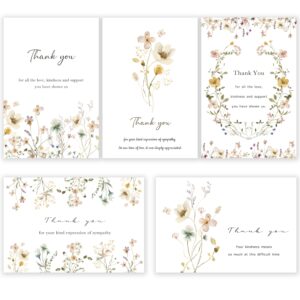 funeral thank you cards with envelopes,20 sheets-4*6 inches flowers thank you cards for funerals,ffuneral thank you cards with messages inside are suitable for family, friends, and loved ones