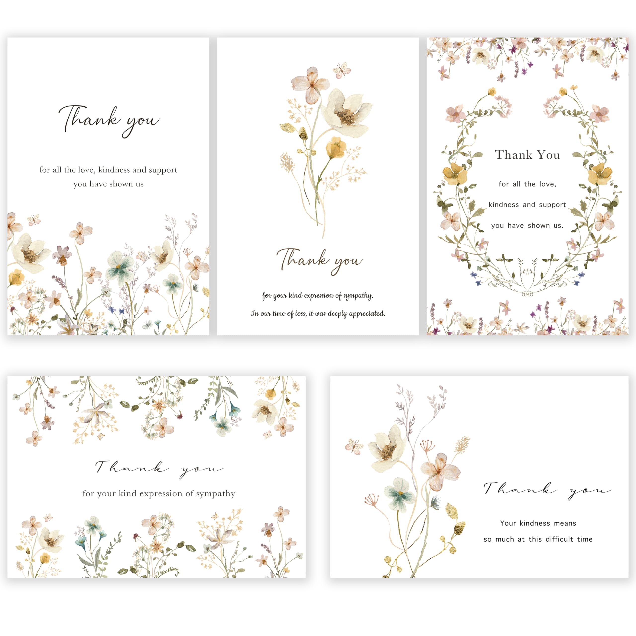 Funeral Thank You Cards with Envelopes,20 Sheets-4*6 inches Flowers Thank You Cards for Funerals,Ffuneral Thank You Cards with Messages Inside are Suitable for Family, Friends, and Loved Ones