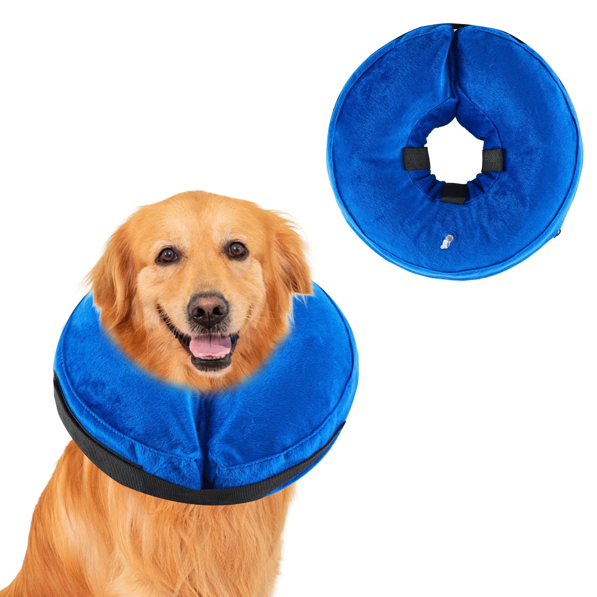 Anyoupin Inflatable Dog Cone Collar, Soft Cone for Dogs After Surgery Protective Recovery Alternative E Collar Cone for Small Dogs and Cats, Blue, S(Neck: 7-12")