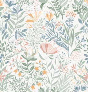 fititem floral peel and stick wallpaper floral boho contact paper flower wallpaper removable self adhesive wallpaper wildflower botanical nursery wallpaper bedroom bathroom waterproof leaf 17.3”×78.7”