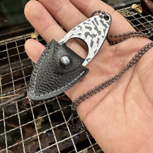 Mini Pocket Neck Knife with Chain and Sheath, Small Fixed Blade Knife Tactical Knife for Men, with Necklace for Camping Backpacking