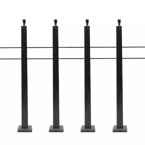 BICKKOMG Cable Railing Post, 4 Piece Adjustable Top Horizontal Line Post Handrail Post Drilled Horizontal Cable Railing Post Adjustable Top Horizontal Post for Decks, Stairs, Porches, Balconies