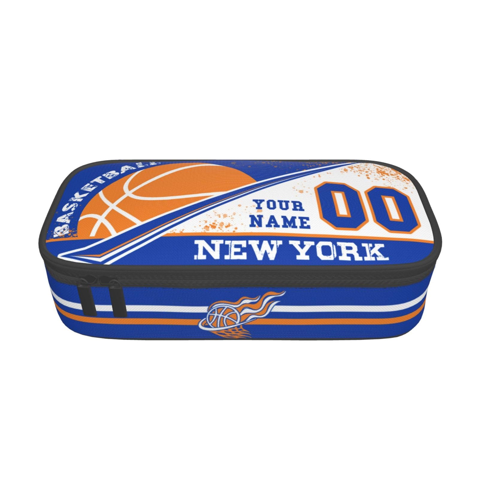 Mdyuzfk Personalized Basketball Pencil Box With Number Name Custom Sport Style Pencil Case Customized Zipper Pencil Box Gifts For Men Women nykFans