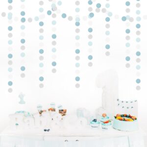 Light Baby Blue White Silver Party-Decoration Garland - 52ft Baby Boy Shower Birthday Streamers,Graduation Bachelorette Bridal Christmas Banner Decor Lasting Surprise