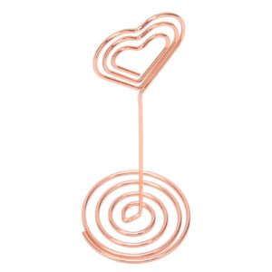 Aladeno 10Pcs Table Number Holders Place Card Holders Photo Holders Table Number Stands Layered Heart Style Stable Base Metal Place Card Holder for Wedding Party Office (Rose Gold)