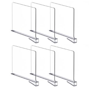 yokamira 6 pcs shelf dividers for closet organization,durable acrylic clear closet shelf divider for shelves shelf organizer for closet shelf organizer for wood closet separator clear