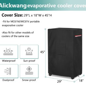 AIickwang Evaporative Cooler Cover for Hessaire MC61M/MC61V Evaporative Cooler,Outdoor Heavy Duty 600D Waterproof Swamp Cooler Cover,29"L x 18"W x 45"H,Black