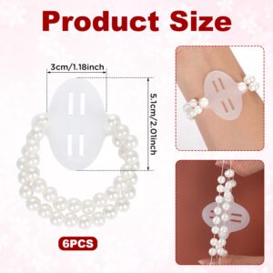 6PCS Wrist Corsage Bracelets, Glossy White Pearl Corsage Wristlet Band Elastic Pearl Wrist Strap Corsage Bracelets DIY Wrist Corsage Kit for Wedding Party Bride Bridesmaid Gift