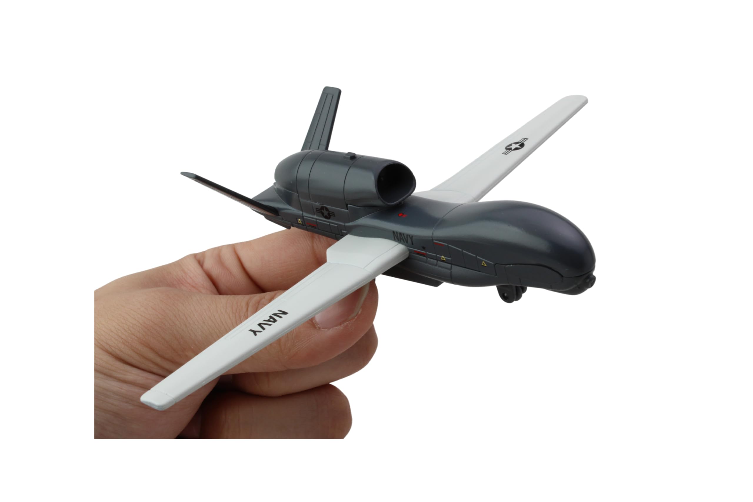 Daron Northrop Grumman RQ-4 Global Hawk Military Drone United States Navy Gray and White Diecast Model Airplane