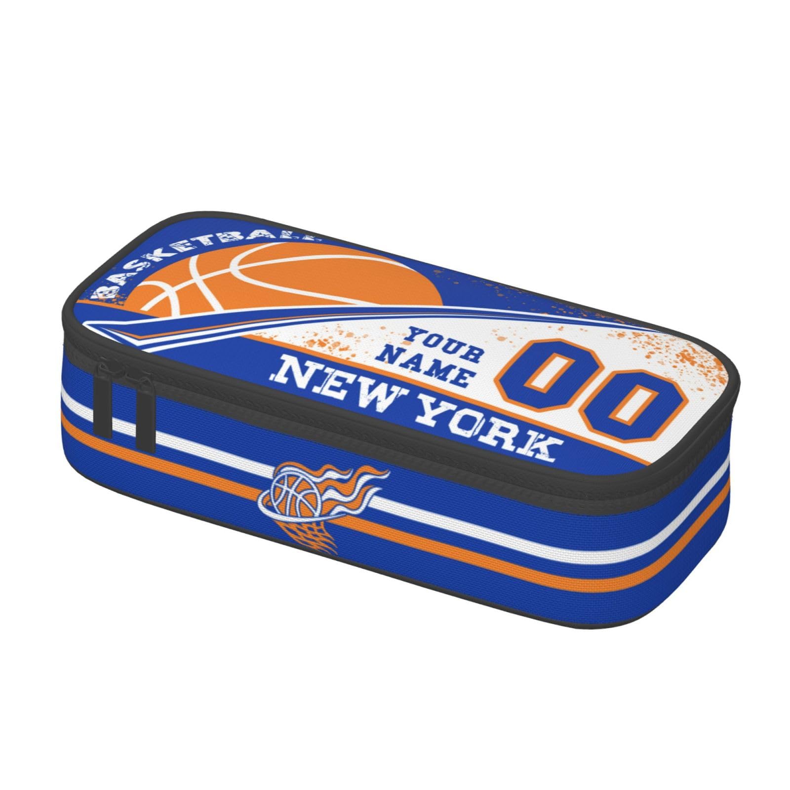 Mdyuzfk Personalized Basketball Pencil Box With Number Name Custom Sport Style Pencil Case Customized Zipper Pencil Box Gifts For Men Women nykFans