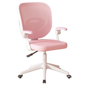 kasinali boys girls desk chair with adjustable armrests, kids desk chair with wheels, kids computer chair kids office study chair (pink)