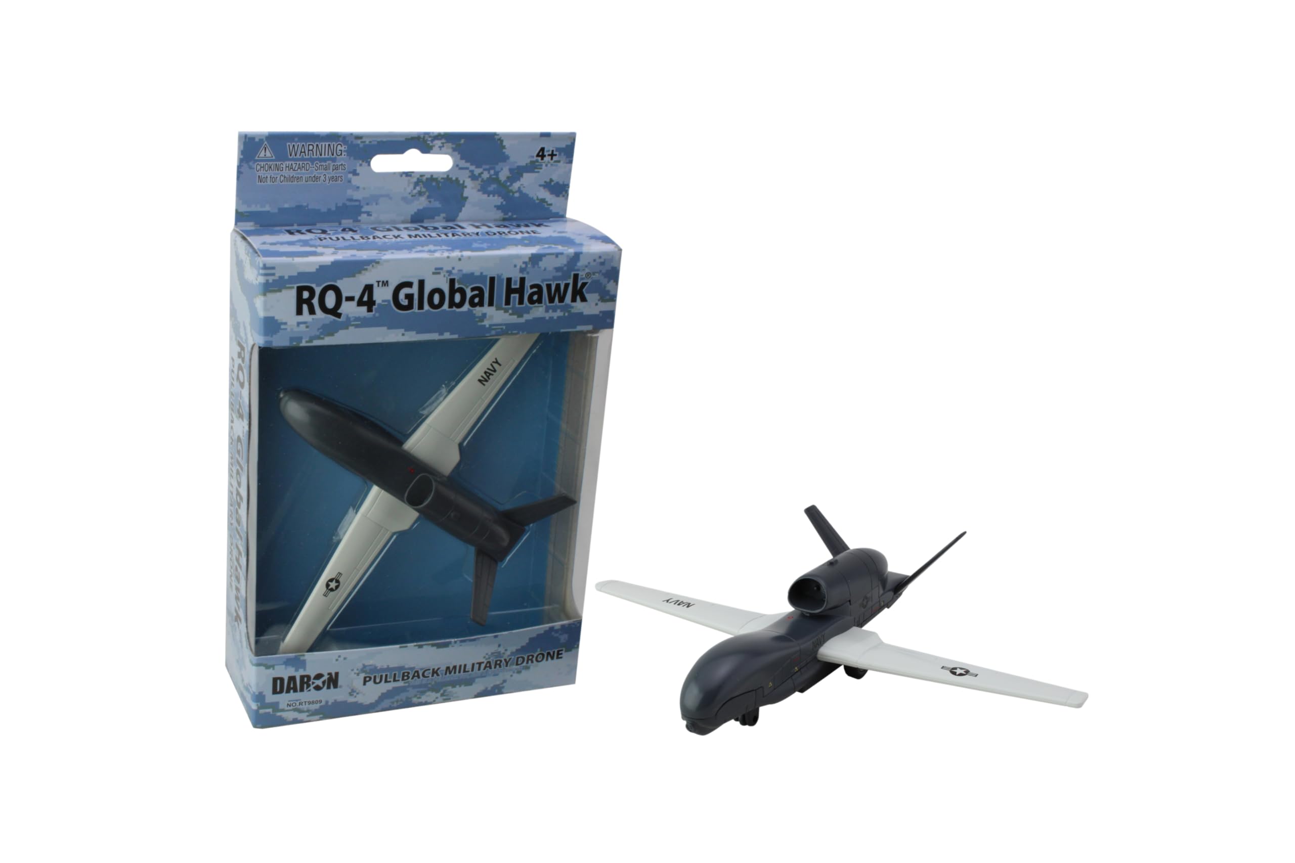 Daron Northrop Grumman RQ-4 Global Hawk Military Drone United States Navy Gray and White Diecast Model Airplane