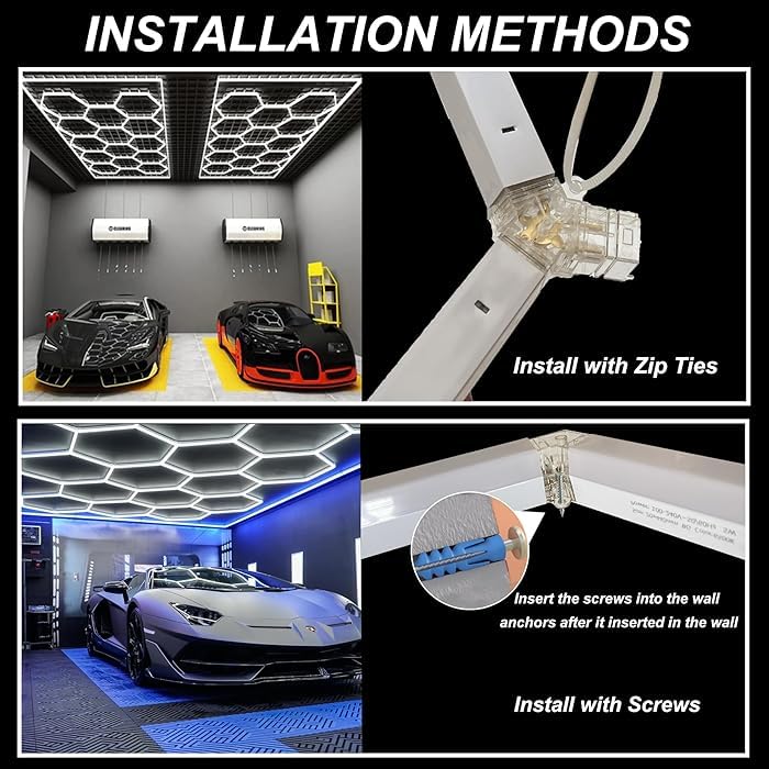 Brivulgent 2 LED Tubes for Garage Lighting | Hexagon Ceiling Lights Replacement | Hex Lights Replacement LED Tubes for Hexagon Garage Lights | Hexagon LED Lights | Garage Ceiling Light Upgrade