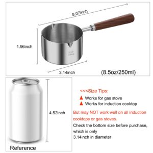 Food grade Stainless Steel Mini Butter Warmer, Mini Milk/Coffee Warmer, 8.5 oz (250 ml) Milk Warmer, Small Baby Food Warmer with Dual Spouts, Chocolate Melting Pot