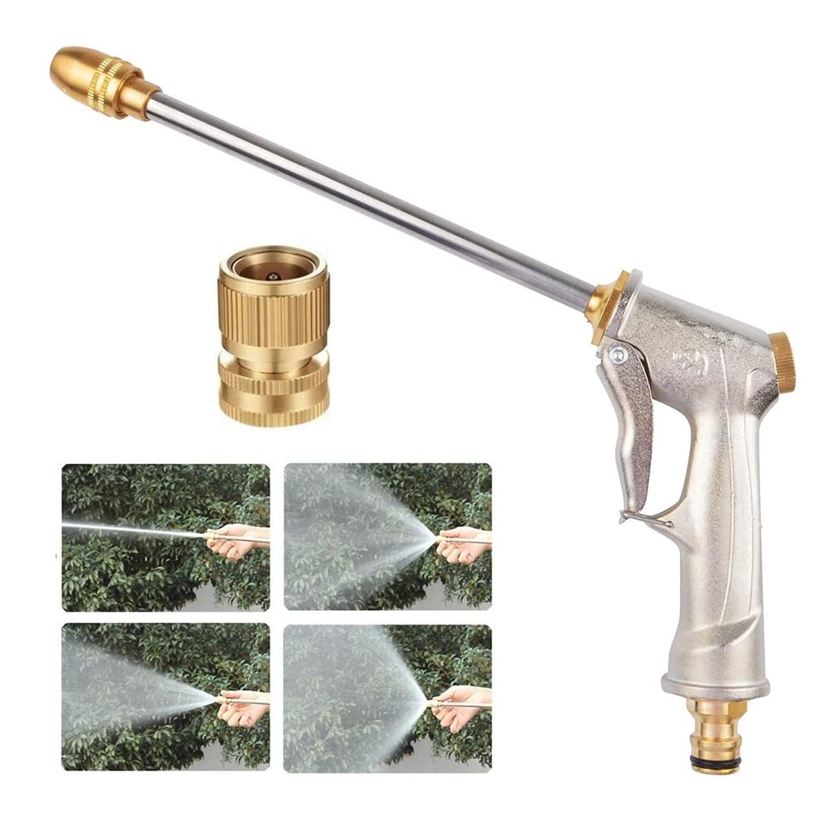 Garden Hose Nozzle,High Pressure Water Hose Nozzle Sprayer,3/4 Extra-Strong Solid Brass Connectors for Garden Hose,for Watering Plants,Lawn& Garden,Washing Cars,Cleaning,Showering Pets & Outdoor Fun