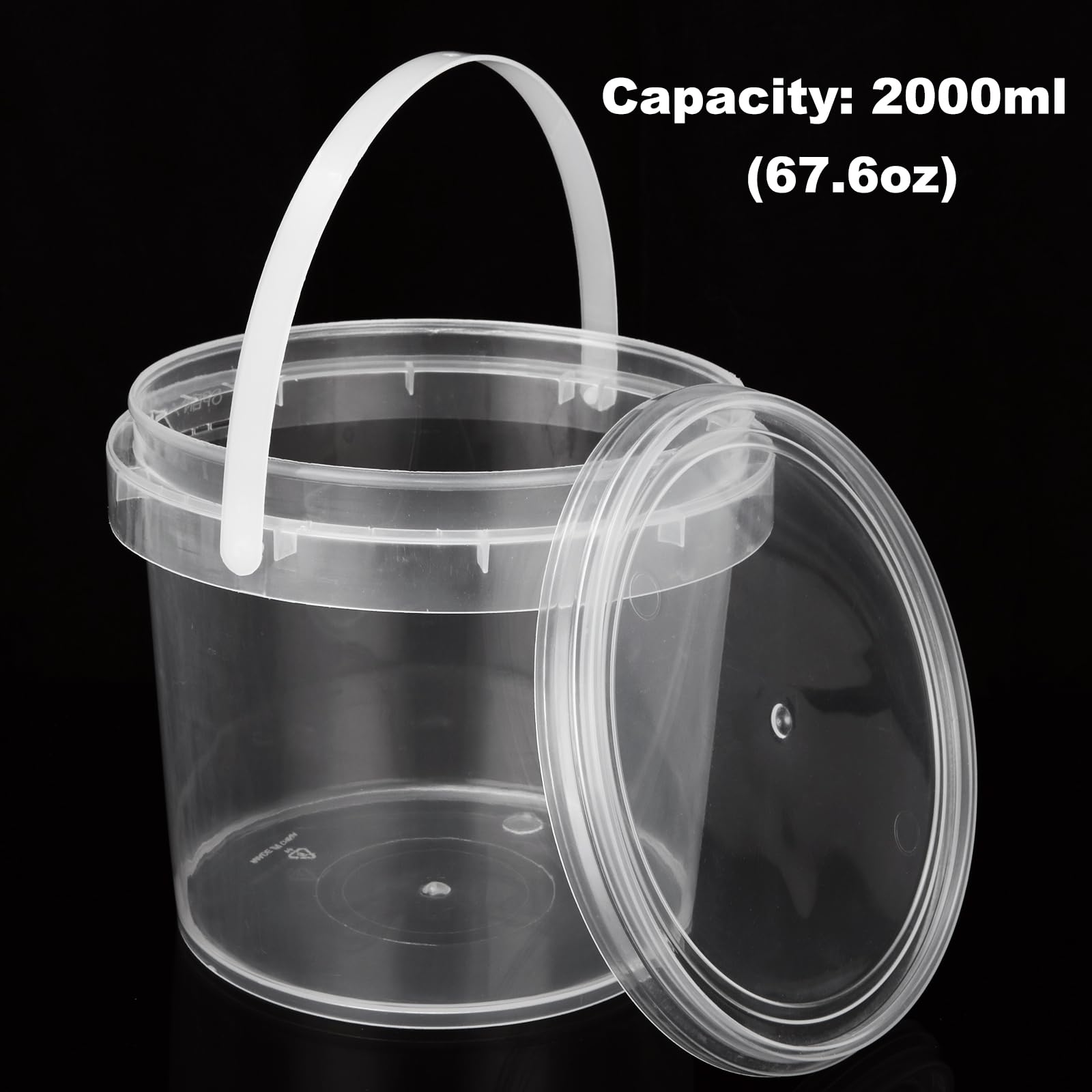 LOYORTY 18 PCS 67.6 oz Slime Containers with Lids and Handles, Plastic 2000ml Storage Bucket Containers, Clear Slime Storage Case for Slime DIY Art Craft, Pigment, Small Tools, Part Material